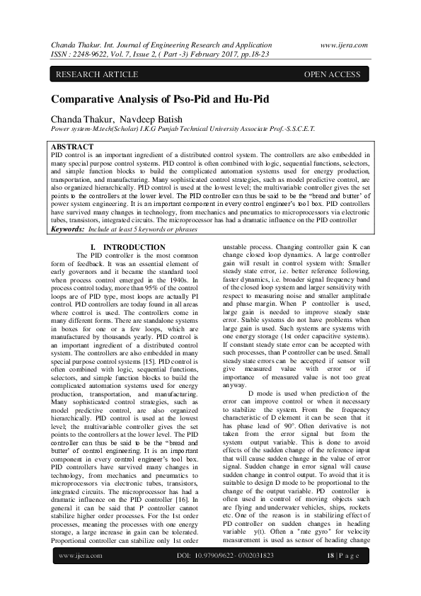 (PDF) Comparative Analysis of Pso-Pid and Hu-Pid