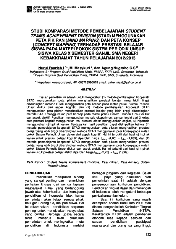 (PDF) Studi Komparasi Metode Pembelajaran Student Teams Achievement Division (Stad) Menggunakan ...