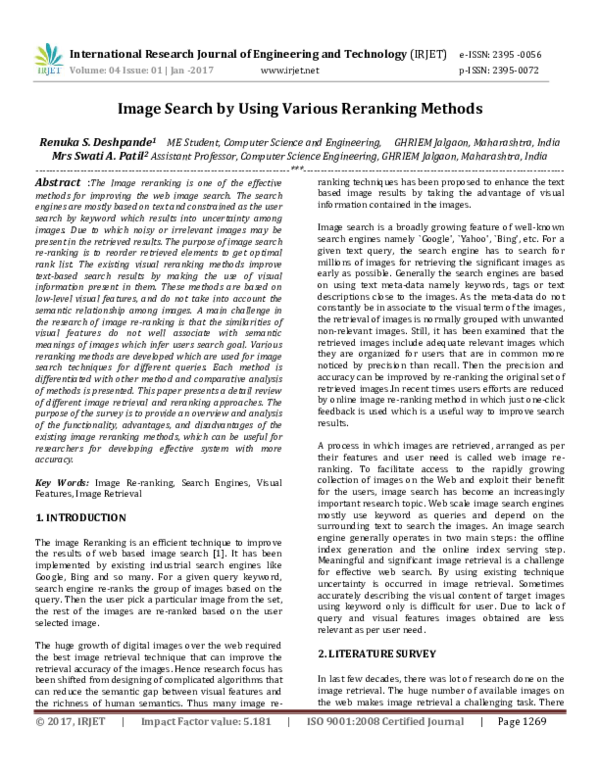 (PDF) Image Reranking Techniques for Search Optimization