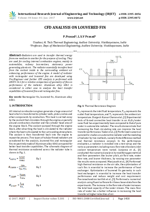 (PDF) IRJET-CFD ANALYSIS ON LOUVERED FIN