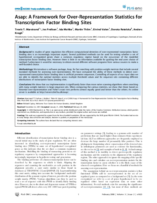 (PDF) Asap: A Framework for Over-Representation Statistics for ...