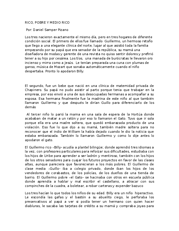 (DOC) RICO, POBRE Y MEDIO RICO