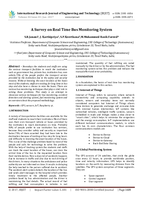 (PDF) IRJET-A Survey on Real Time Bus Monitoring System