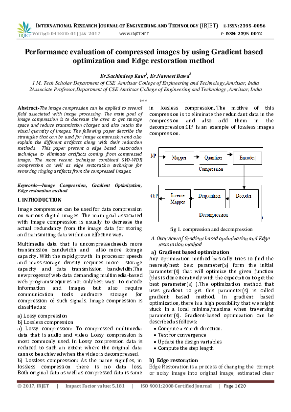 Pdf Irjet Performance Evaluation Of Compressed Images By Using Gradient Based Optimization And