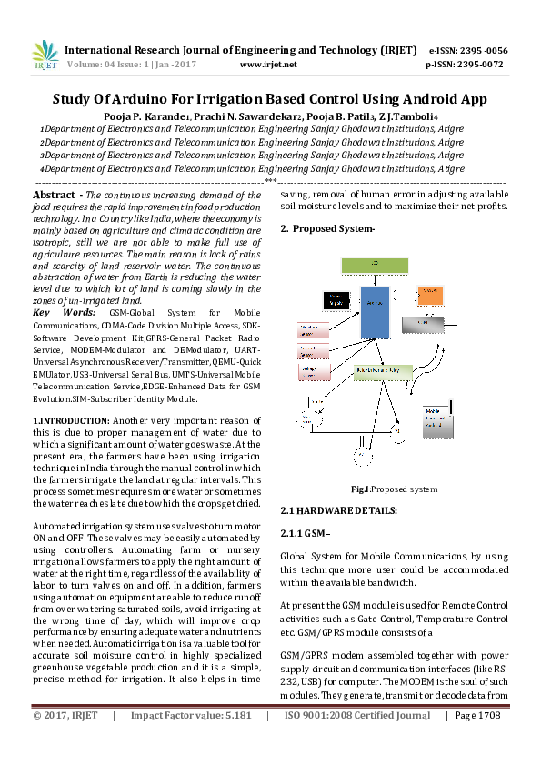 (PDF) IRJET-Study Of Arduino For Irrigation Based Control Using Android App