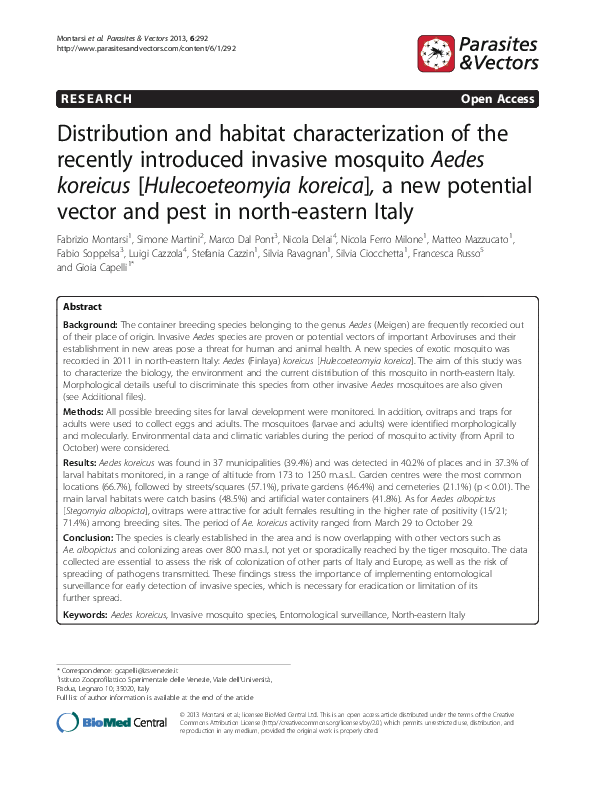 (PDF) First record of the invasive mosquito species Aedes (Stegomyia) albopictus (Diptera ...