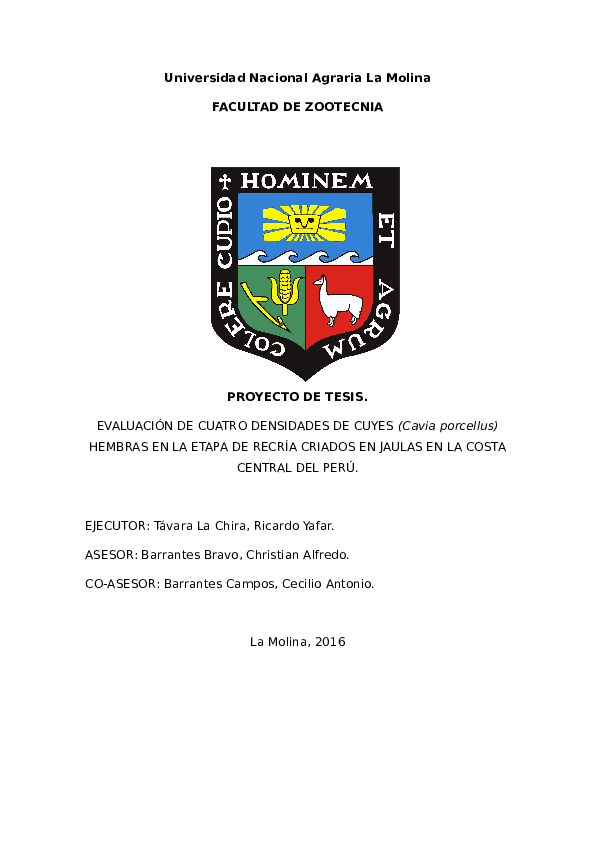 (DOC) Universidad Nacional Agraria La Molina FACULTAD DE ZOOTECNIA