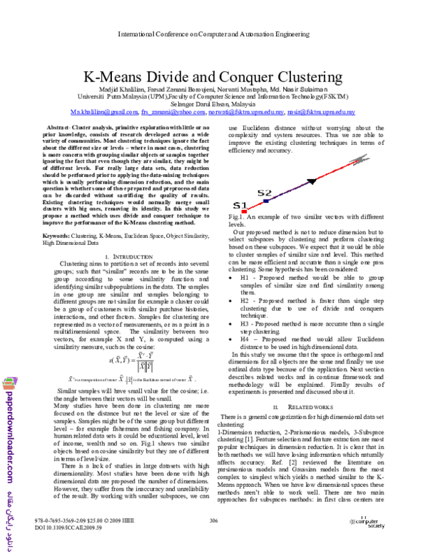 Pdf K Means Divide And Conquer Clustering 
