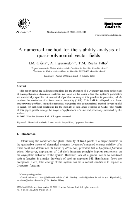 (PDF) A numerical method for the stability analysis of quasi-polynomial ...