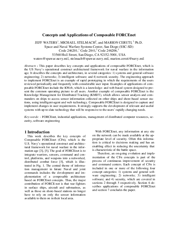 (PDF) Concepts and Applications of Composable FORCEnet