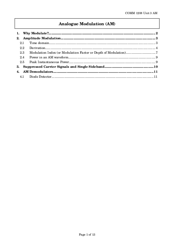 Doc Analogue Modulation Am