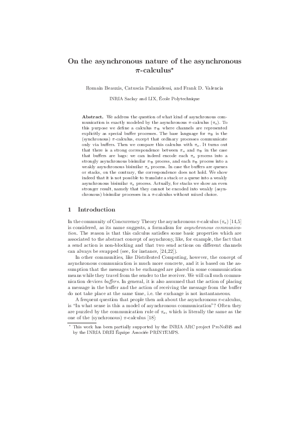 (PDF) On the Asynchronous Nature of the Asynchronous π-Calculus ...