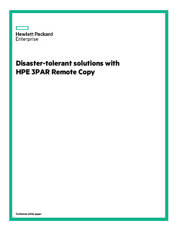 (PDF) Disaster-tolerant solutions with HPE 3PAR Remote Copy