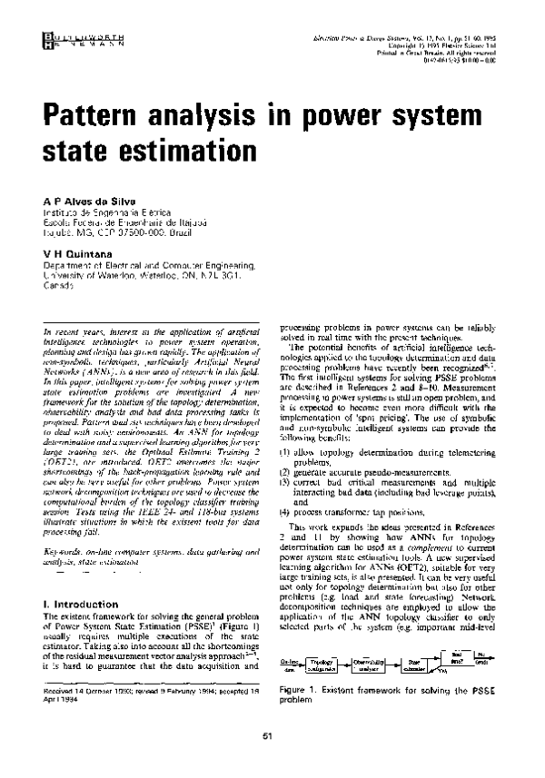 Pdf Pattern Analysis In Power System State Estimation