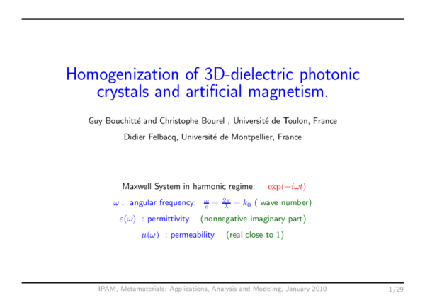 (PDF) Homogenization of 3D-dielectric Photonic Crystals and Artificial Magnetism