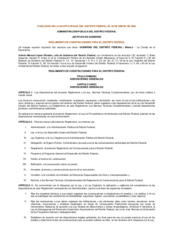(PDF) Reglamento de construcciones para el Distrito Federal