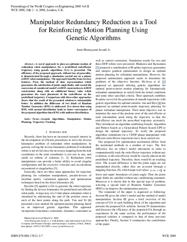 (PDF) Manipulator Redundancy Reduction as a Tool for Reinforcing Motion Planning Using Genetic ...