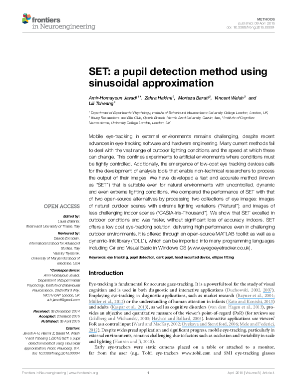 Pdf Set A Pupil Detection Method Using Sinusoidal Approximation
