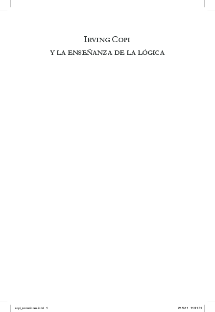 (PDF) IrvIng Copi y la enseñanza de la lógIca