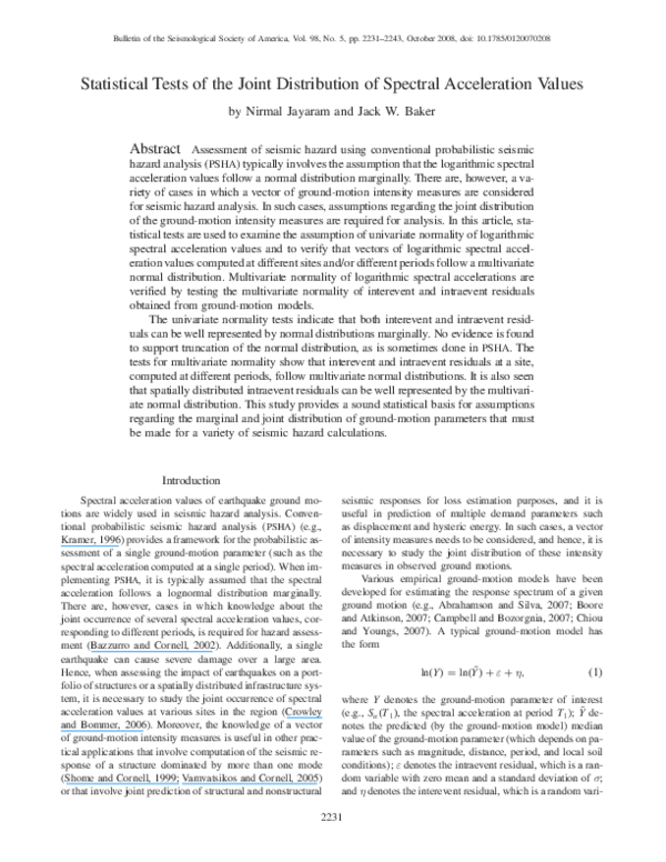 Pdf Statistical Tests Of The Joint Distribution Of Spectral