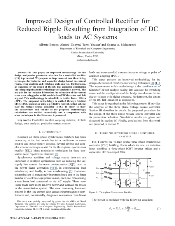(PDF) Improved design of controlled rectifier for reduced ripple ...