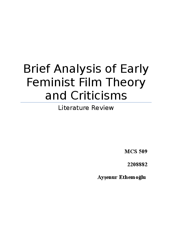 (DOC) Brief Analysis of Early Feminist Film Theory and Criticisms ...