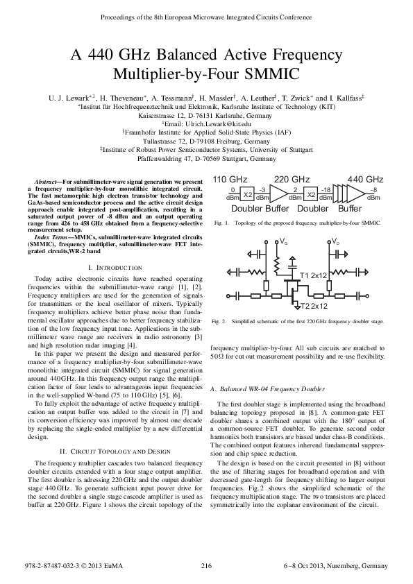(PDF) A 440 GHz Balanced Active Frequency Multiplier-by-Four SMMIC