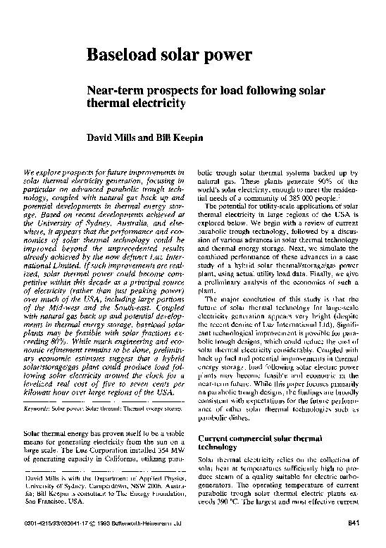 (PDF) Baseload solar power
