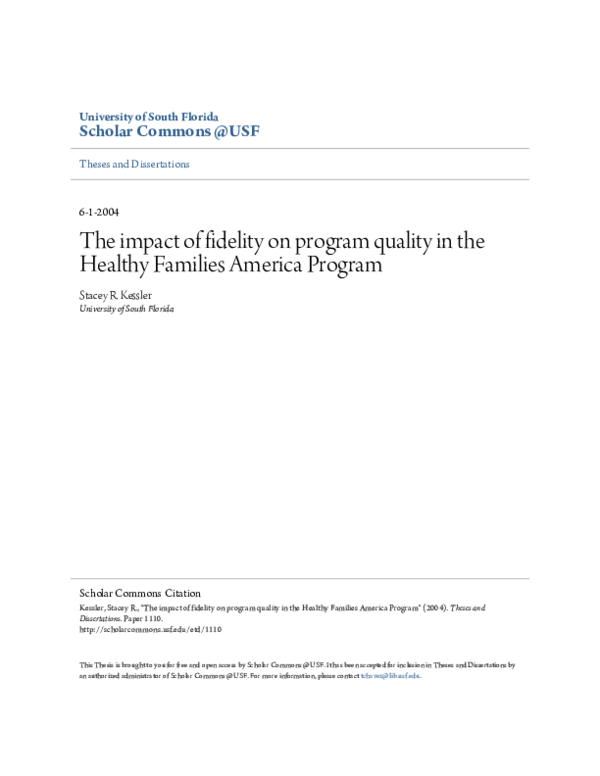 (PDF) The impact of fidelity on program quality in the Healthy Families ...