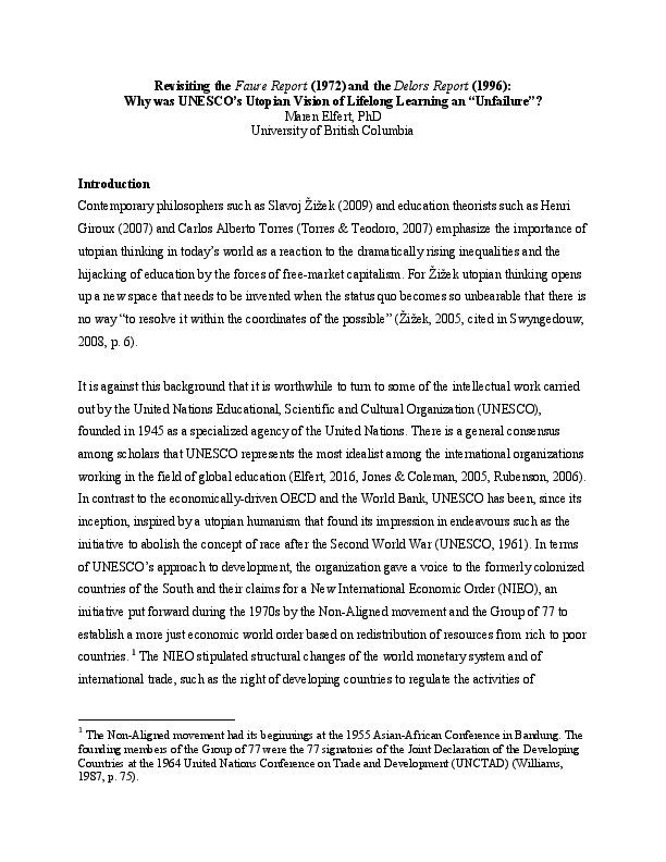 (PDF) Revisiting the Faure Report (1972) and the Delors Report (1996 ...