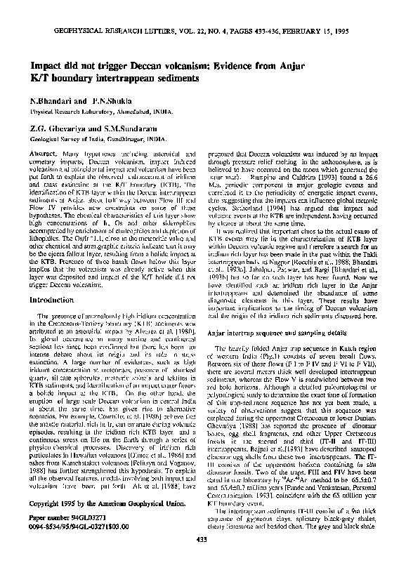 (PDF) Impact did not trigger Deccan volcanism: Evidence from Anjar K/T ...