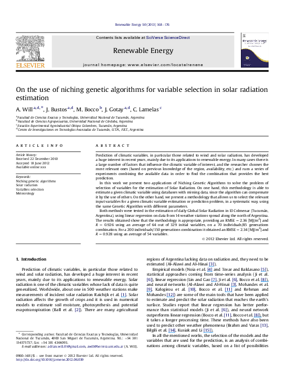 Pdf On The Use Of Niching Genetic Algorithms For Variable Selection