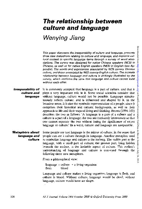 (PDF) The relationship between culture and language Inseparability of ...