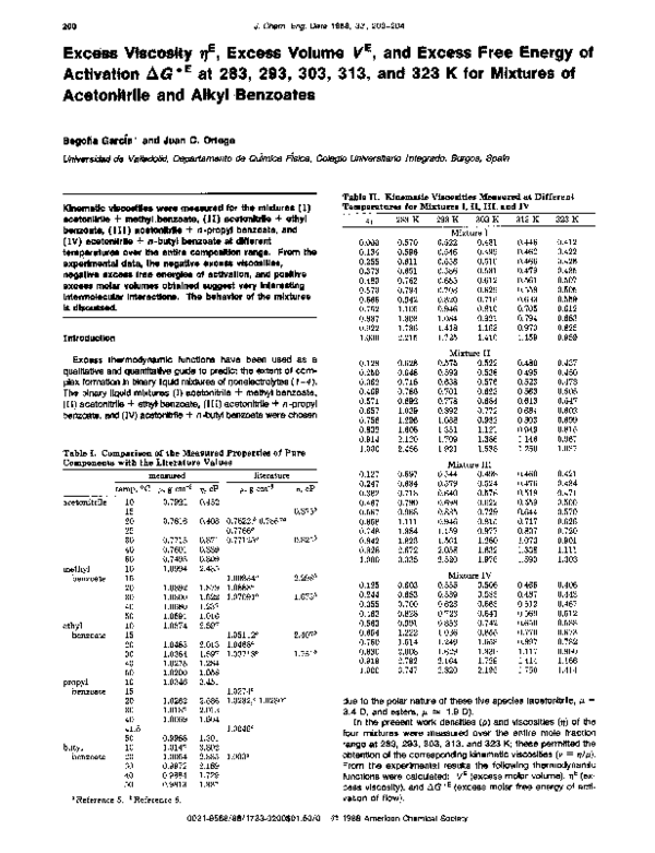 (PDF) Excess viscosity .eta.E, excess volume VE, and excess free energy ...