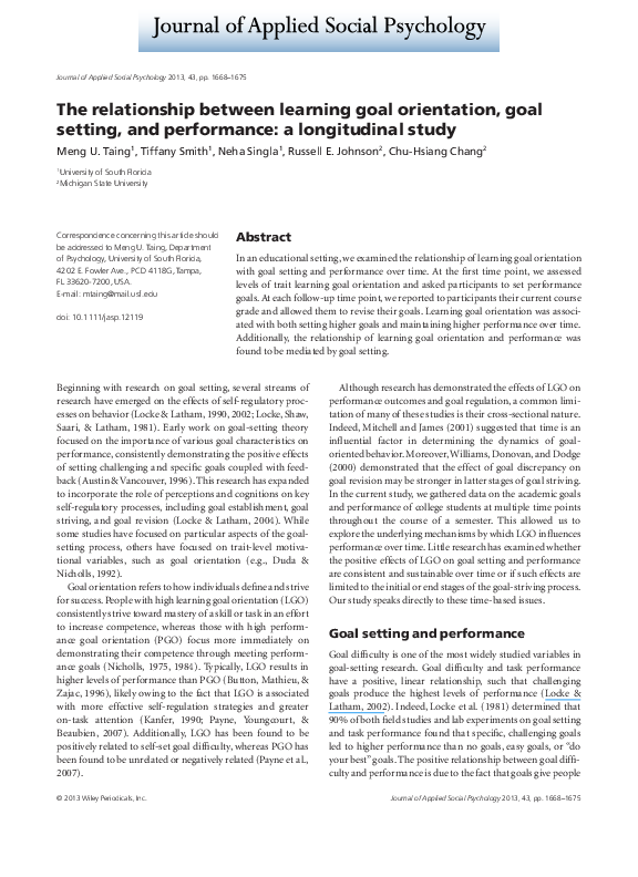 (PDF) The relationship between learning goal orientation, goal setting ...