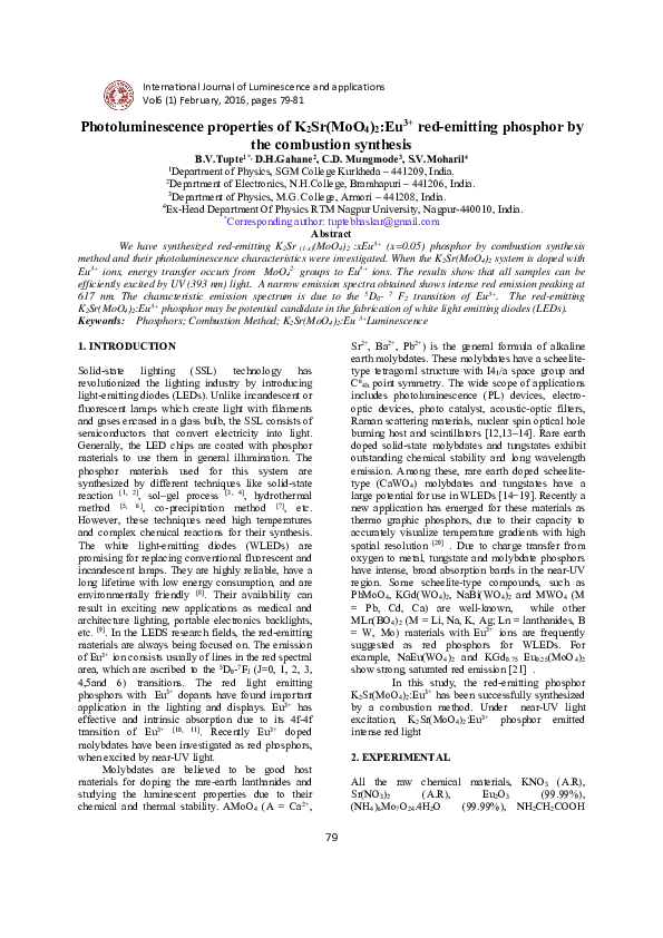 (PDF) Photoluminescence properties of K 2 Sr(MoO 4 ) 2 :Eu 3+ red-emitting phosphor by the ...