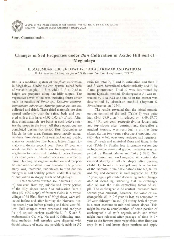 (PDF) Changes in soil properties under Bun cultivation in Acidic hill ...