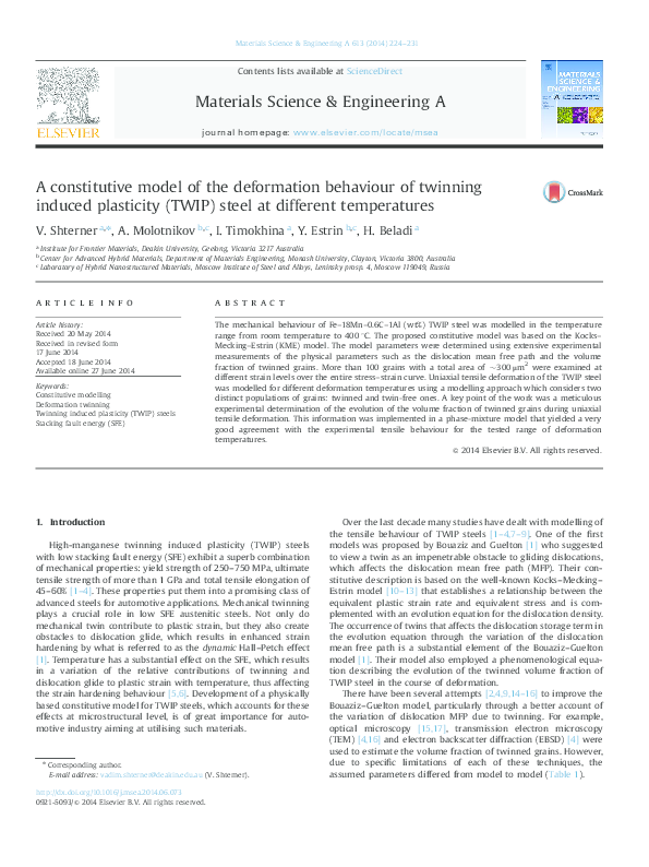 (PDF) A constitutive model of the deformation behaviour of twinning ...