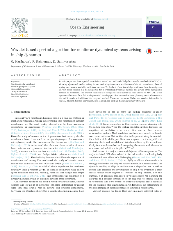 Pdf Wavelet Based Spectral Algorithm For Nonlinear Dynamical Systems