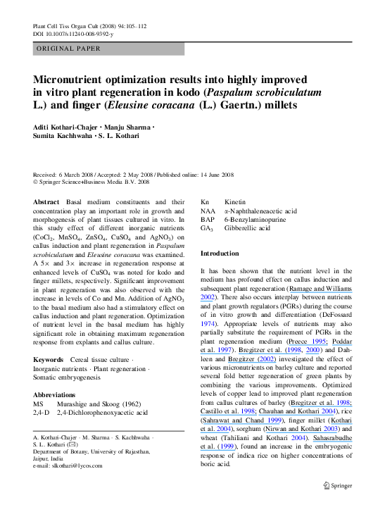 (PDF) Micronutrient optimization results into highly improved in vitro ...