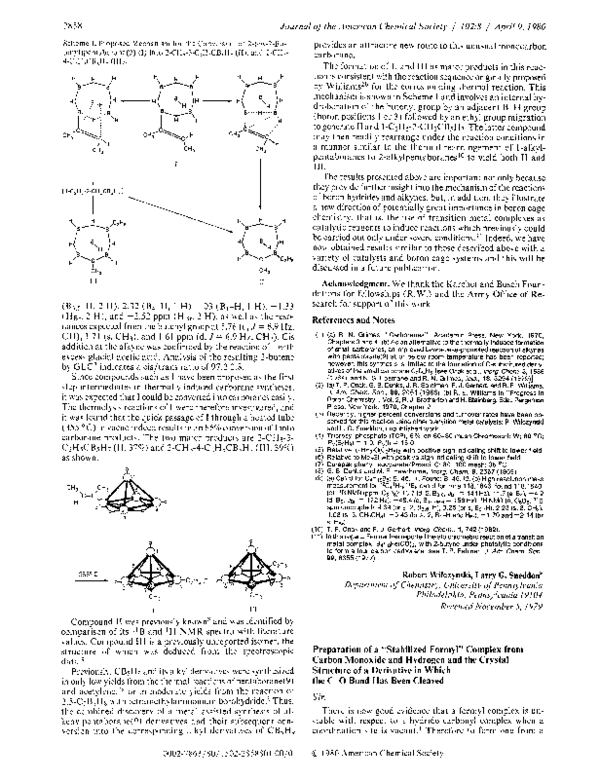 (PDF) Preparation of a "stabilized formyl" complex from carbon monoxide ...
