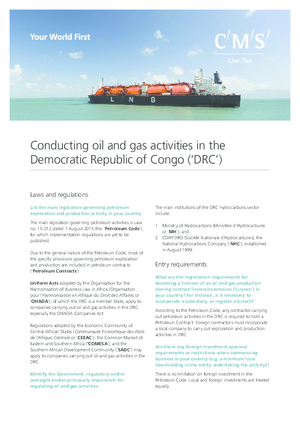 (PDF) Conducting oil and gas activities in the Democratic Republic of ...