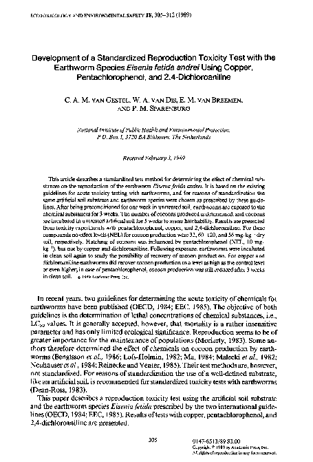 (PDF) Development of a standardized reproduction toxicity test with the ...