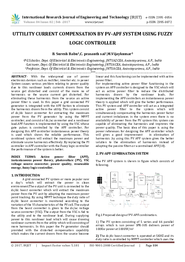 (PDF) IRJET-UTTILITY CURRENT COMPENSATION BY PV-APF SYSTEM USING FUZZY LOGIC CONTROLLER