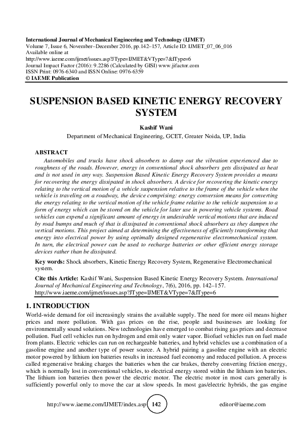 (PDF) SUSPENSION BASED KINETIC ENERGY RECOVERY SYSTEM