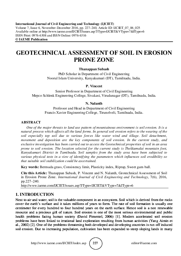 (PDF) GEOTECHNICAL ASSESSMENT OF SOIL IN EROSION PRONE ZONE