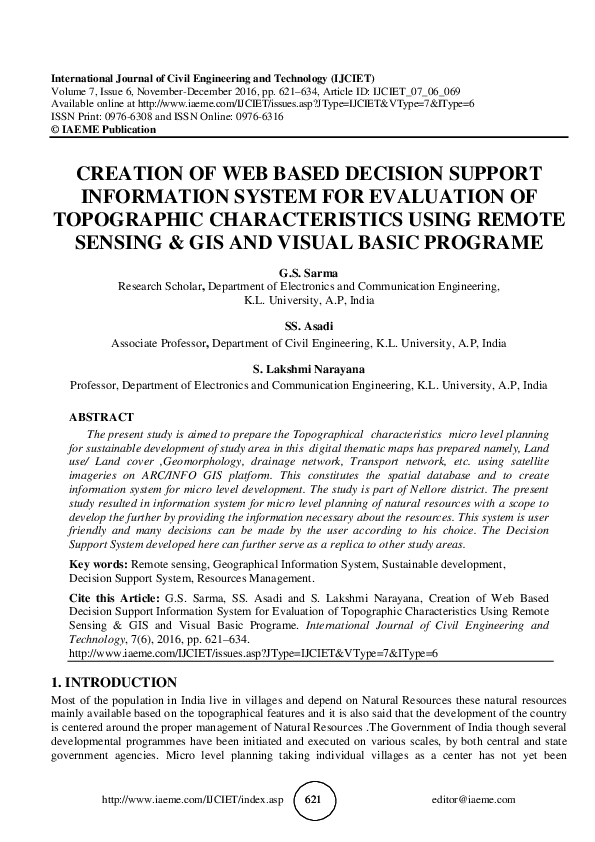 (PDF) CREATION OF WEB BASED DECISION SUPPORT INFORMATION SYSTEM FOR EVALUATION OF TOPOGRAPHIC ...