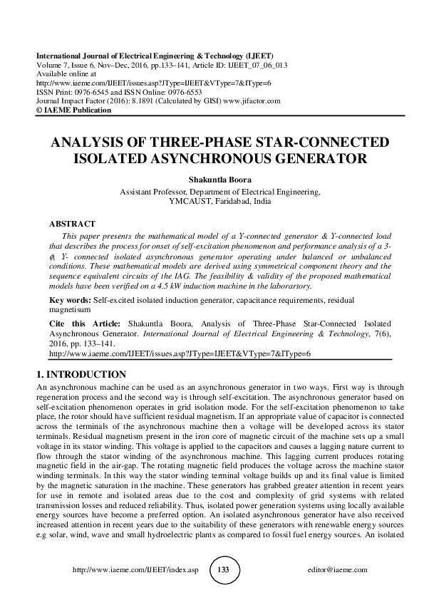 (PDF) ANALYSIS OF THREE-PHASE STAR-CONNECTED ISOLATED ASYNCHRONOUS GENERATOR