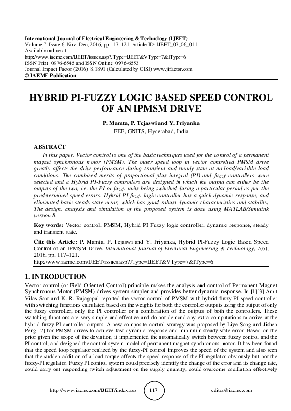 (PDF) Hybrid PI-Fuzzy Control for IPMSM Drives