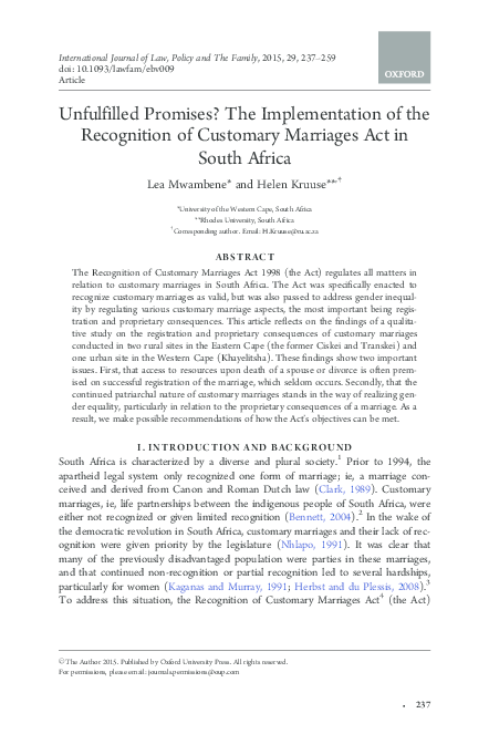 (PDF) Unfulfilled Promises? The Implementation of the Recognition of ...